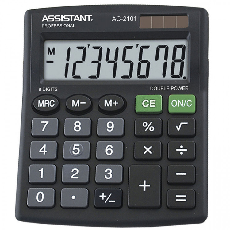Калькулятор настольный Assistant AC-2101, 8 разрядов, двойное питание ...